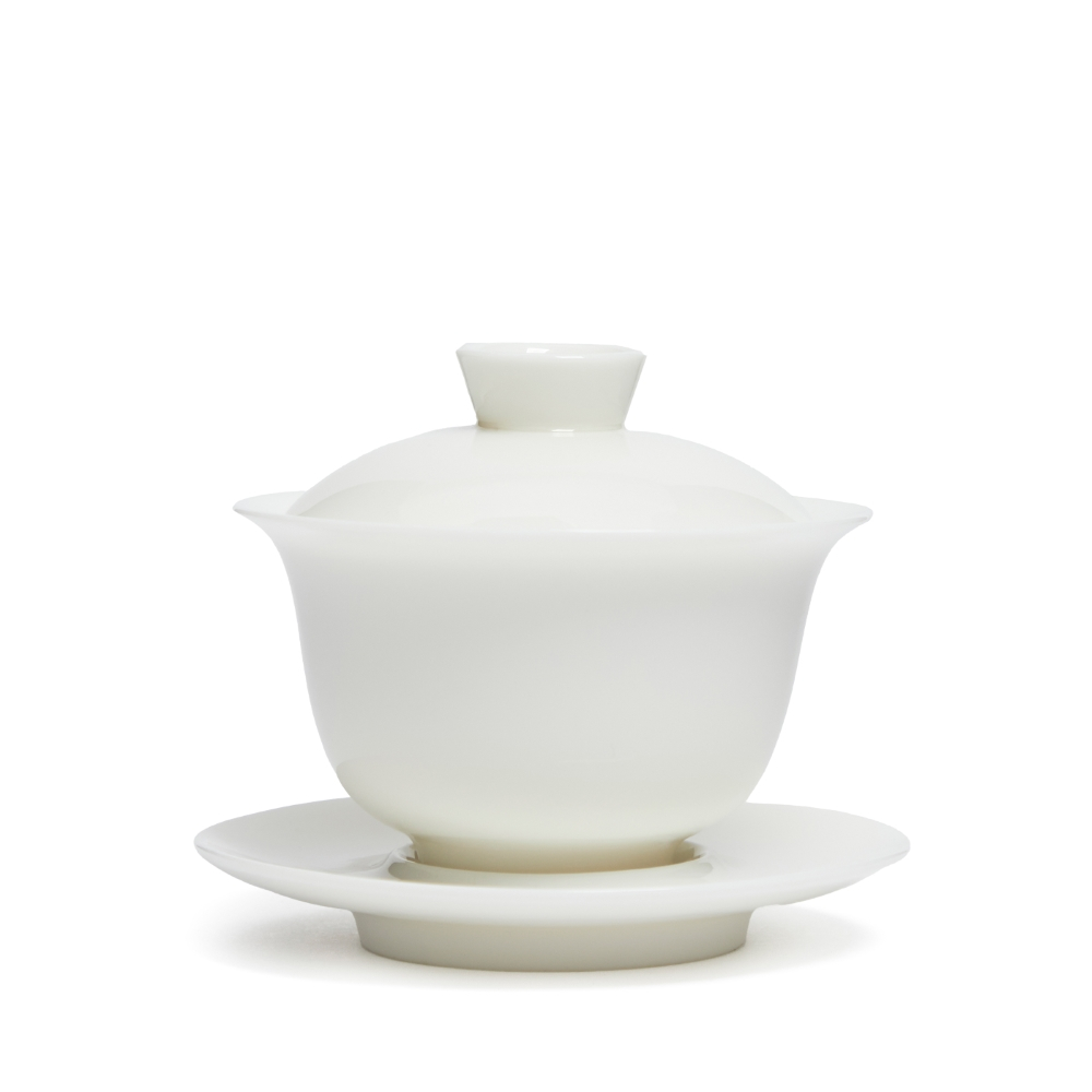 Glossy White Dehua Porcelain Gaiwan Teapot