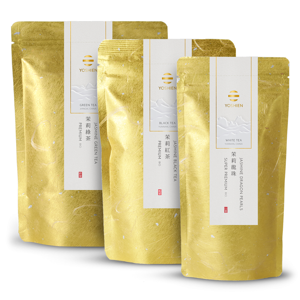 Organic jasmine tea tasting set | White, green and black tea