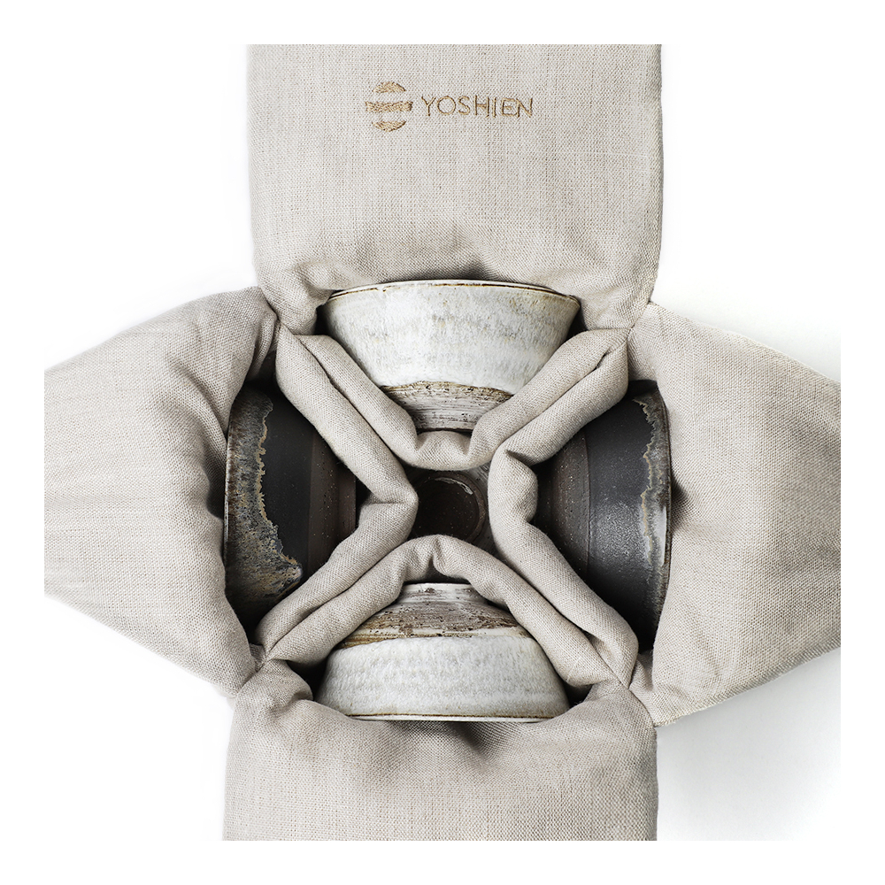 Tea Bowl Set of 5, Petr Novak for Yoshi en, black & white 250ml