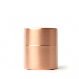 Japanese brushed copper tea caddy, with airtight inner lid, fitting ...